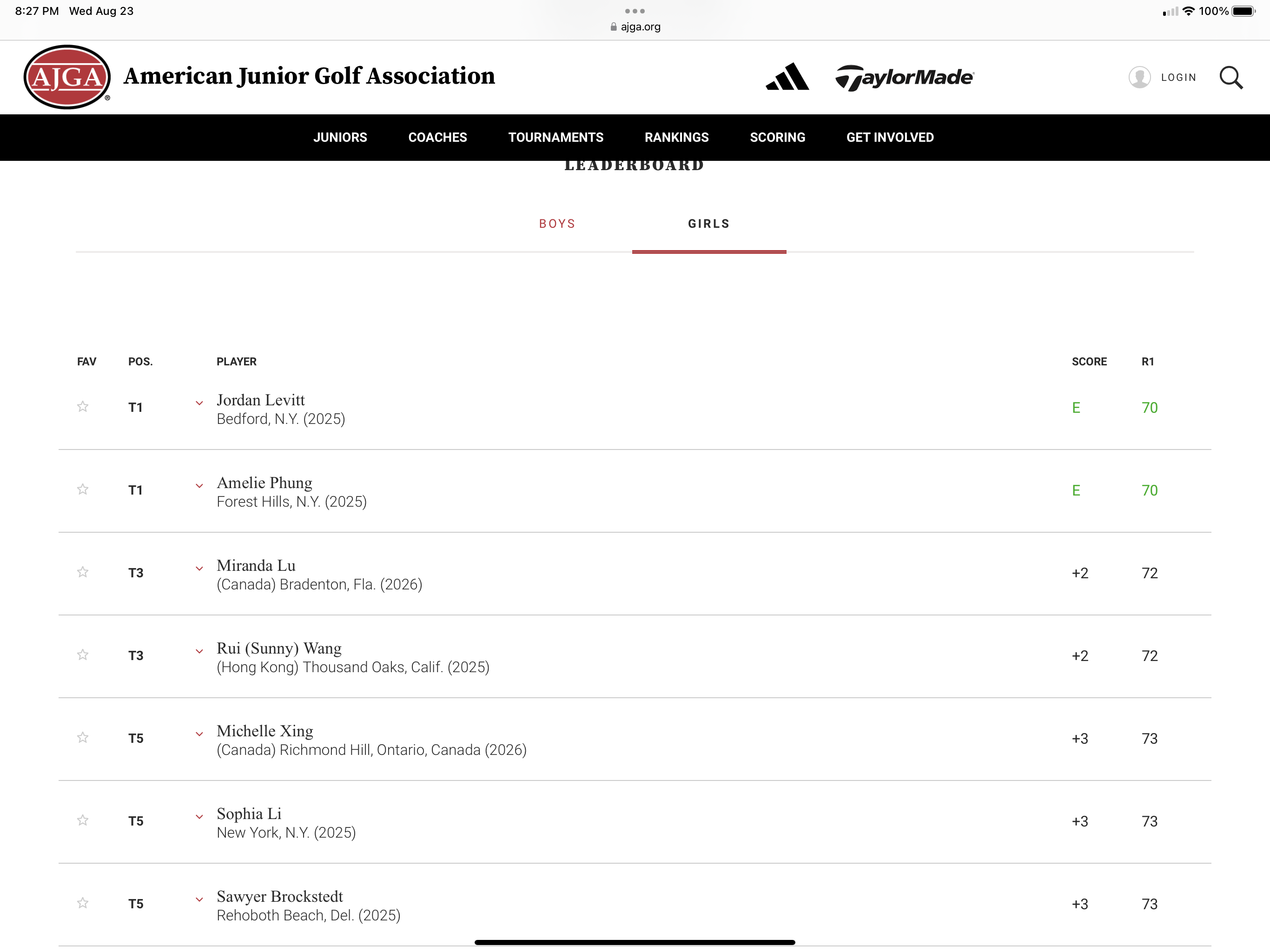 JORDAN IS IN A TIE FOR THE LEAD AFTER DAY ONE OF THE AJGA UHY IN ...